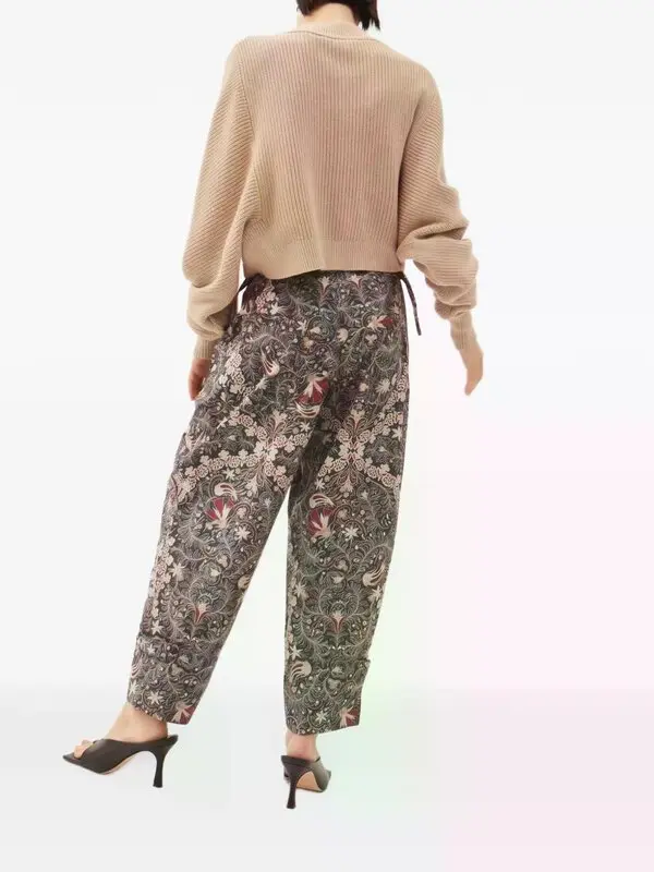 MARIA CHER Floral-print Tapered Trousers - Black