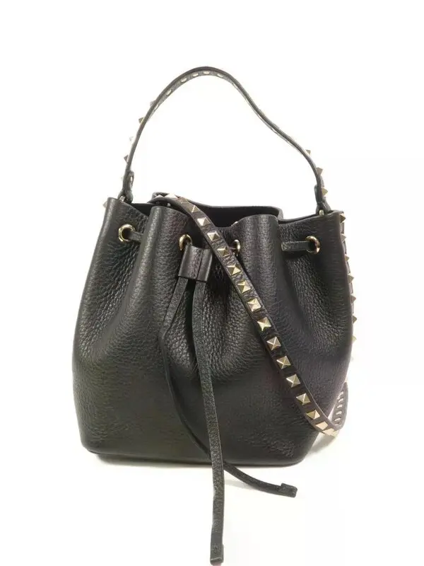 Valentino Garavani Rockstud Leather Bucket Bag - Black
