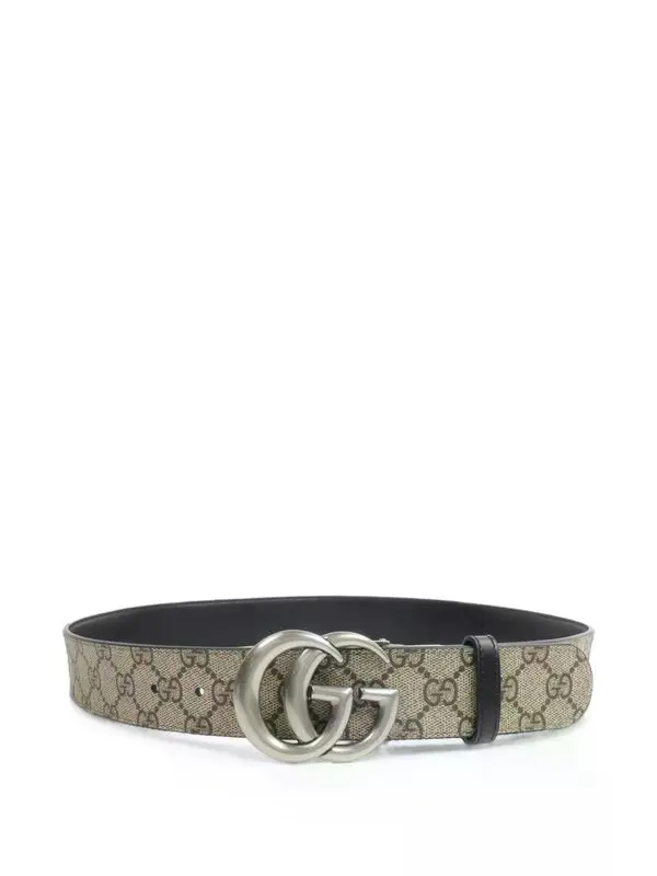 Gucci Gg Supreme Reversible G Buckle Belt - Neutrals