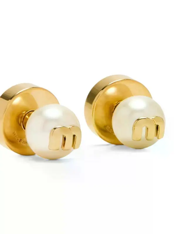 Miu Miu Metal And Pearl Earrings