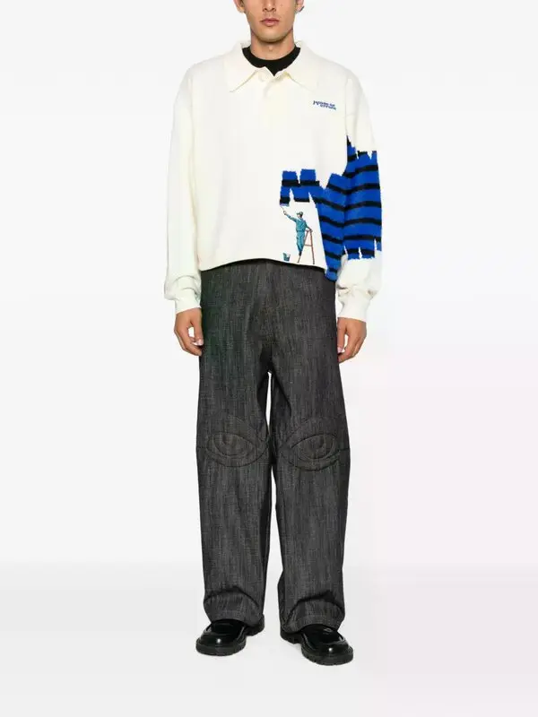 HOUSE OF ERRORS Eye-patchwork Wide-leg Jeans