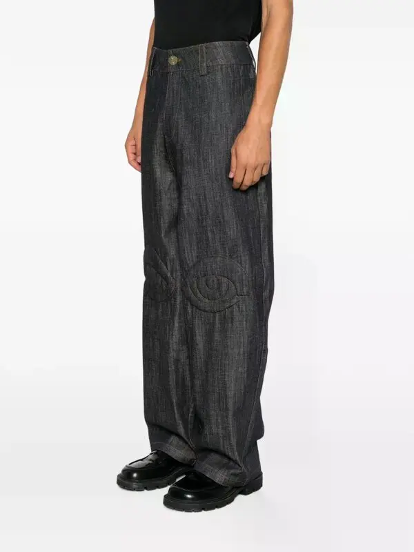 HOUSE OF ERRORS Eye-patchwork Wide-leg Jeans