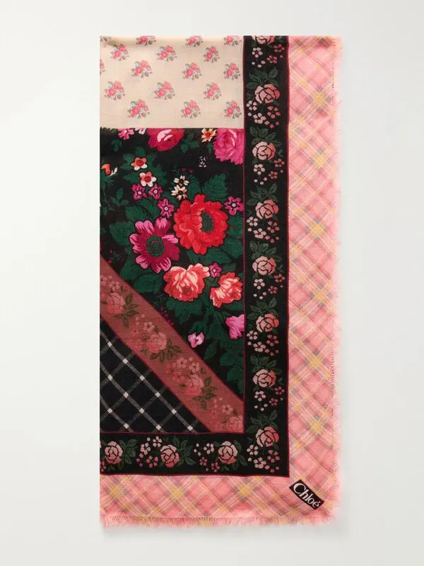 Chloé Printed Cashmere And Wool-blend Scarf - Multi