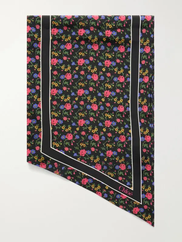 Chloé Folk Floral-printed Silk-crepe Scarf - Multi