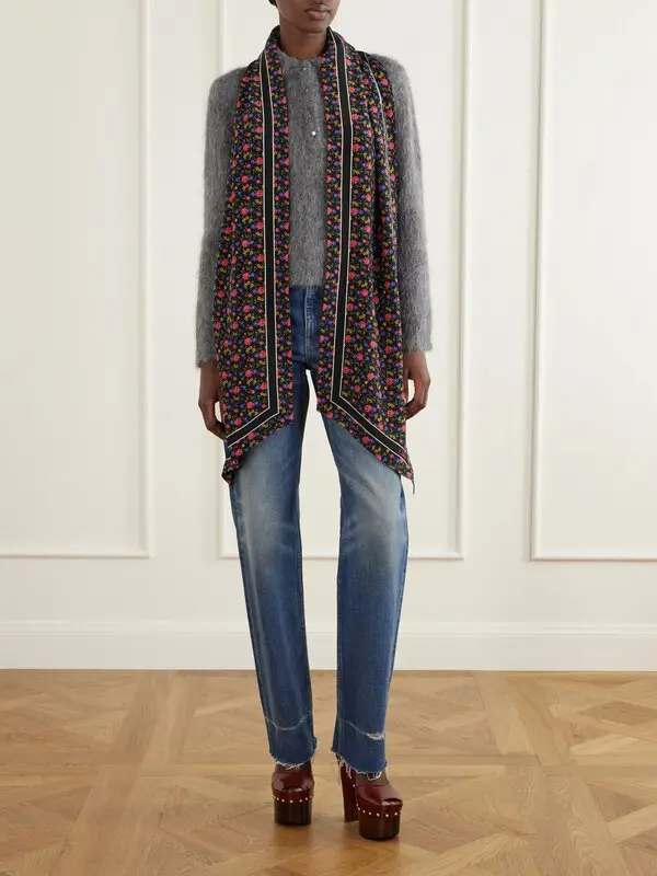 Chloé Folk Floral-printed Silk-crepe Scarf
