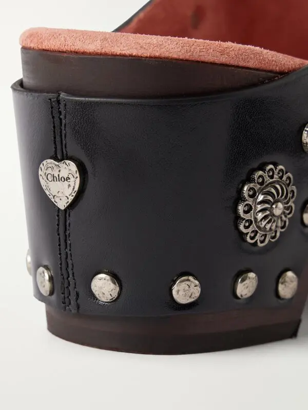 Chloé Talis Embellished Leather Clogs