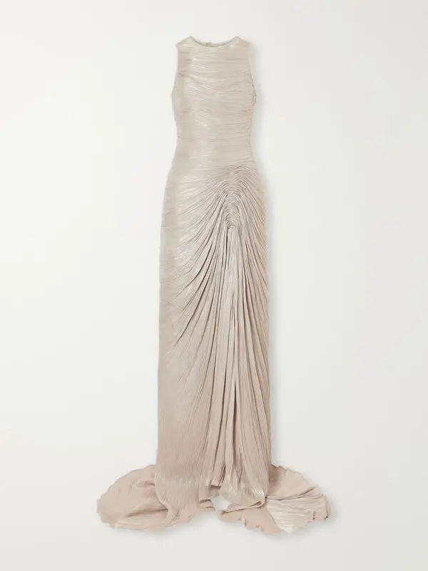 MARMAR HALIM Sleeveless Gathered Pleated Chiffon Gown