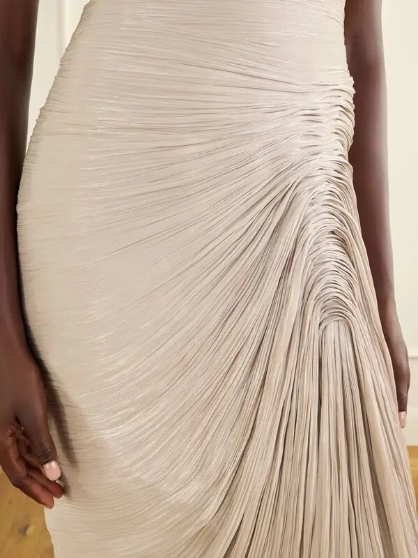 MARMAR HALIM Sleeveless Gathered Pleated Chiffon Gown
