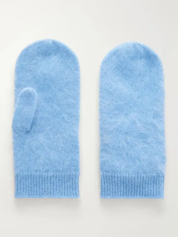 LISA YANG Brushed-cashmere Mittens - Blue