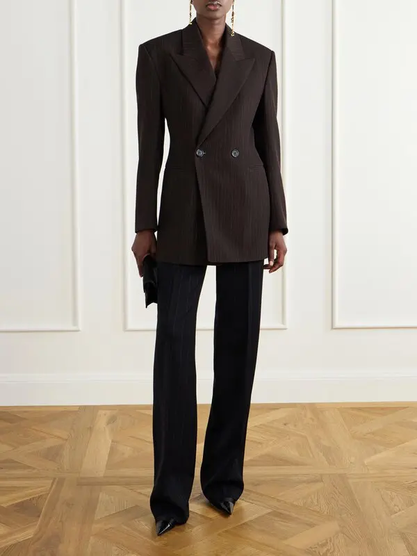 Saint Laurent Striped Wool Wide-leg Pants