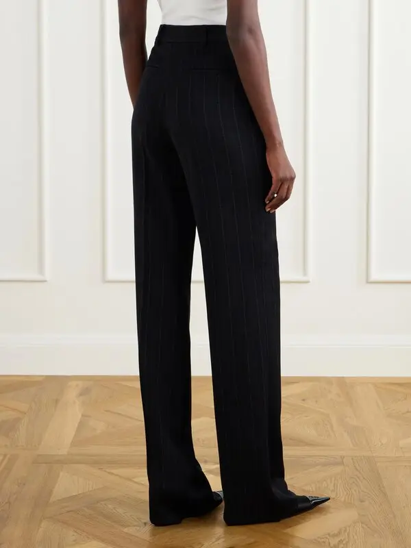 Saint Laurent Striped Wool Wide-leg Pants