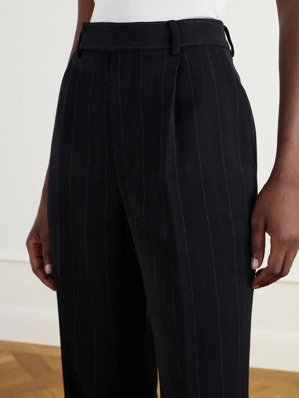 Saint Laurent Striped Wool Wide-leg Pants