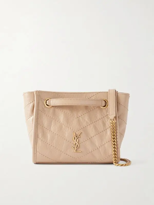 Saint Laurent Niki Matelassé Crinkled-leather Shoulder Bag
