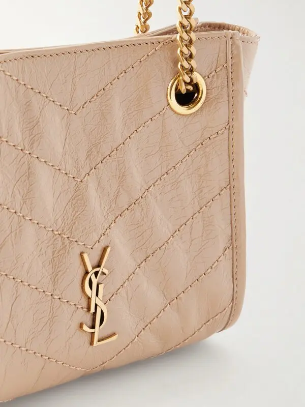 Saint Laurent Niki Matelassé Crinkled-leather Shoulder Bag