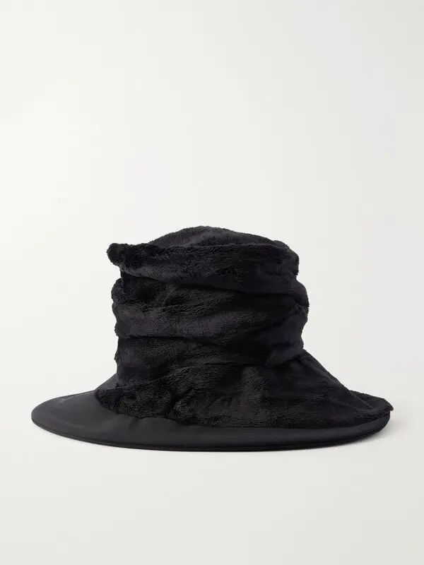 Junya Watanabe Plush And Wool-gabardine Wide Brim Hat - Black