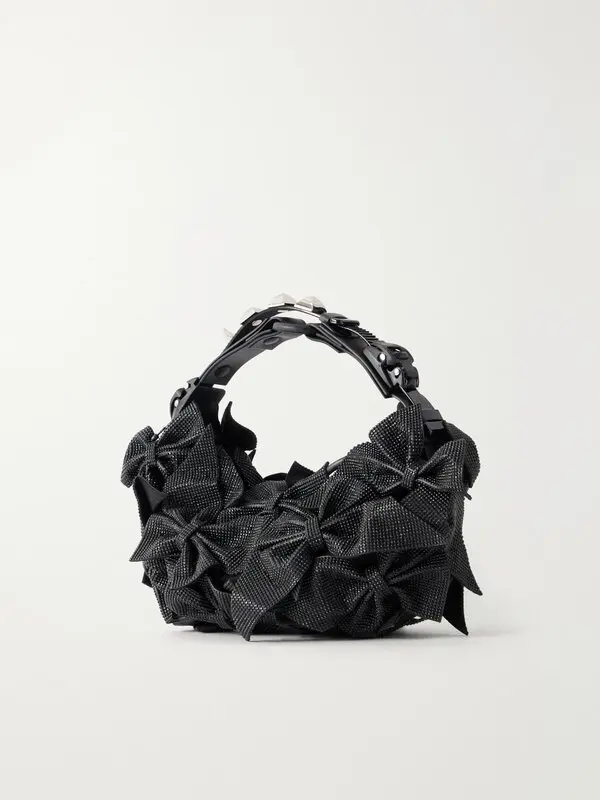 Junya Watanabe Innerraum Bow-detailed Embellished Polyurethane And Canvas Shoulder Bag
