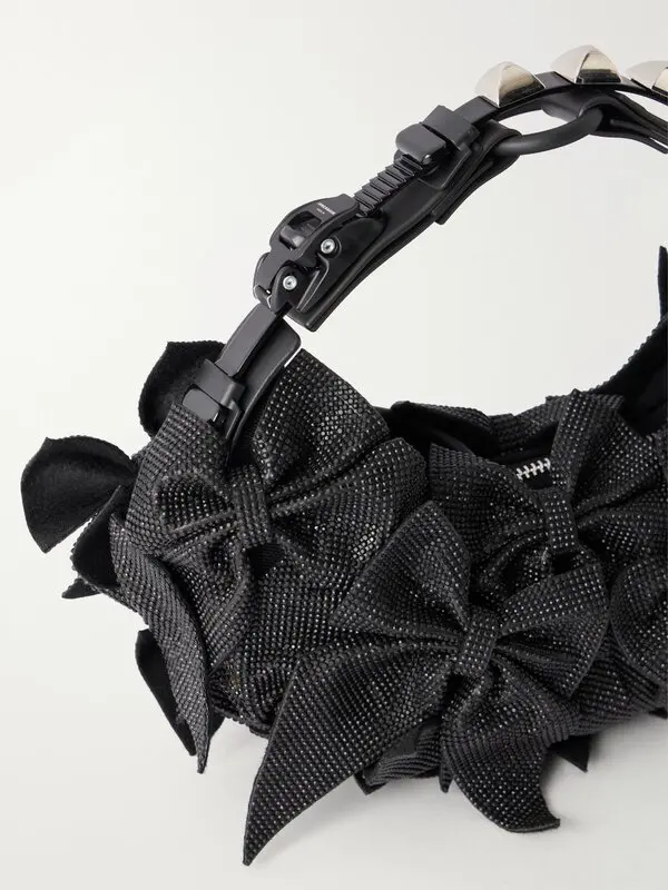 Junya Watanabe Innerraum Bow-detailed Embellished Polyurethane And Canvas Shoulder Bag