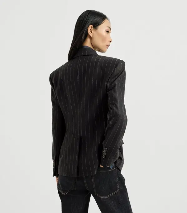 Brunello Cucinelli Virgin Wool-blend Sequin Pinstripe Blazer