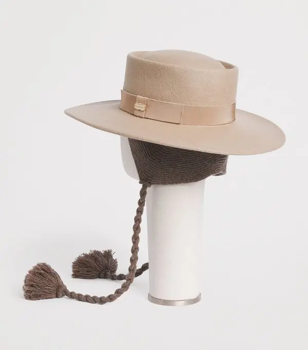 Agnona Wool Felt Tassel Wide-brim Hat