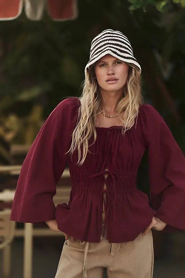 Free People Galina Top At - Cranberry