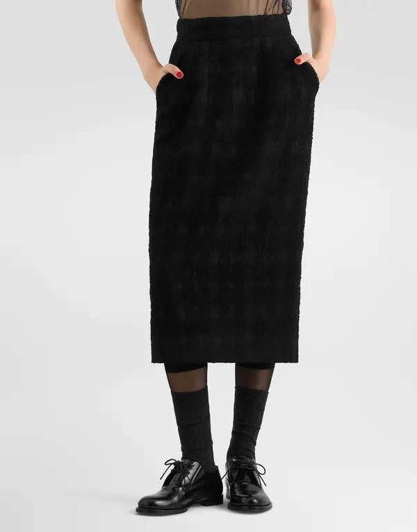 Dolce & Gabbana Wool-blend Check Bouclé Skirt Collection