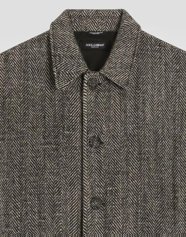 Dolce & Gabbana Single-breasted Wool Blend Chevron Coat Coats And Jackets Animal Print