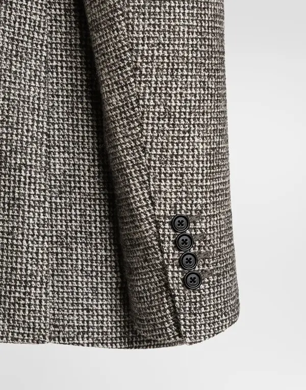 Dolce & Gabbana Sinatra Double-breasted Jacket In Birdseye Wool Blend Suits And Blazers - Multicolor