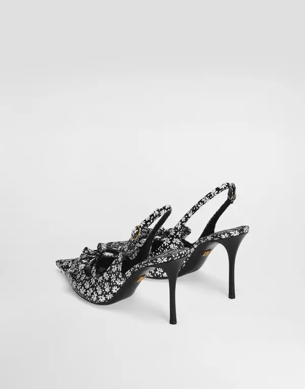 Dolce & Gabbana Floral-print Calfskin Slingback Collection Leather - Multicolor