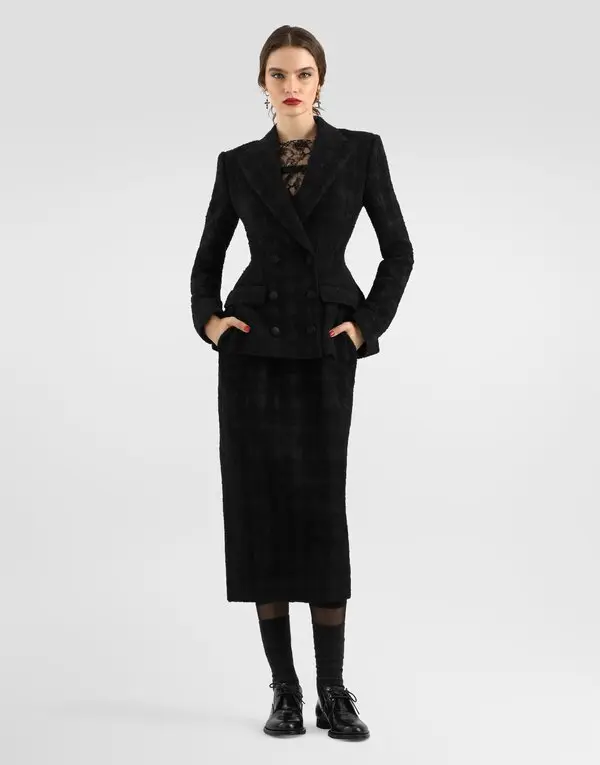 Dolce & Gabbana Double-breasted Wool-blend Check Bouclé Jacket Collection