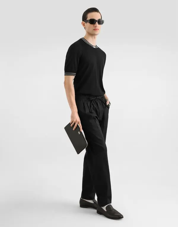 Dolce & Gabbana Cotton Gabardine Jogging Trousers Pants And Shorts - Black