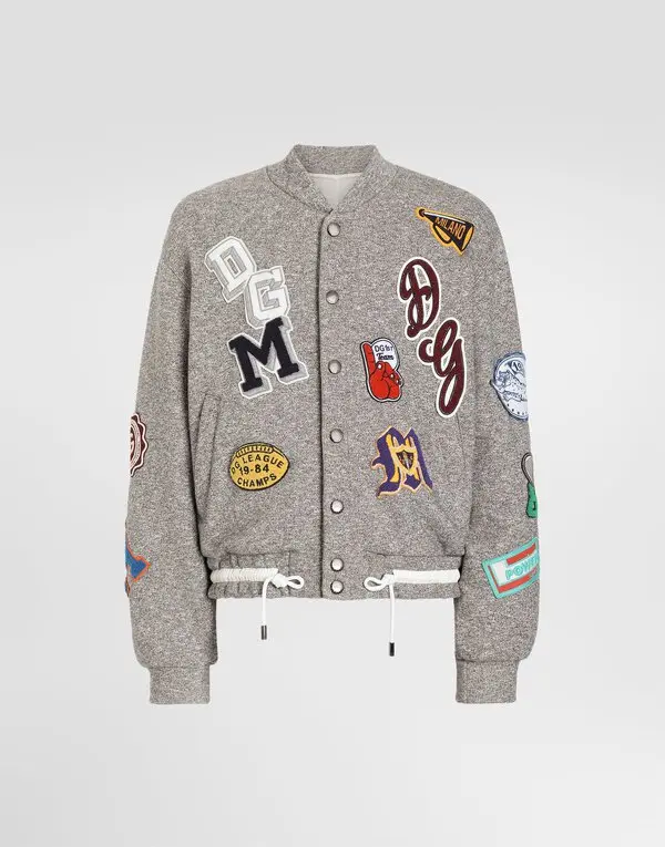 Dolce & Gabbana Fleece Bomber Jacket Coats And Jackets Gray