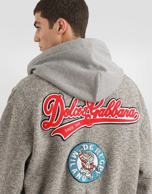 Dolce & Gabbana Fleece Bomber Jacket Coats And Jackets Gray