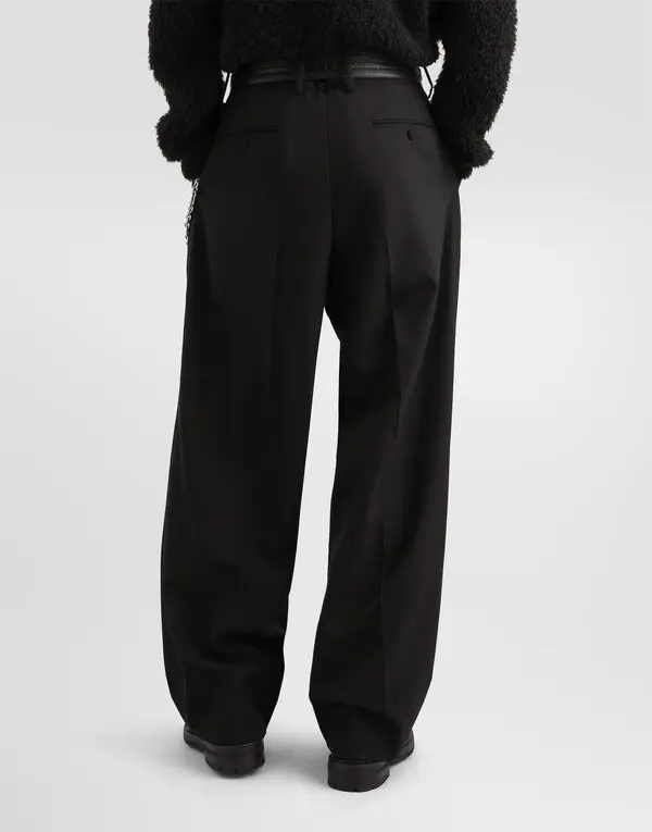 Dolce & Gabbana Wool Panama Trousers Pants And Shorts - Black