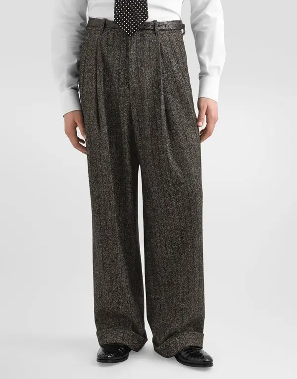 Dolce & Gabbana Striped Wool Blend Trousers Pants And Shorts - Multicolor