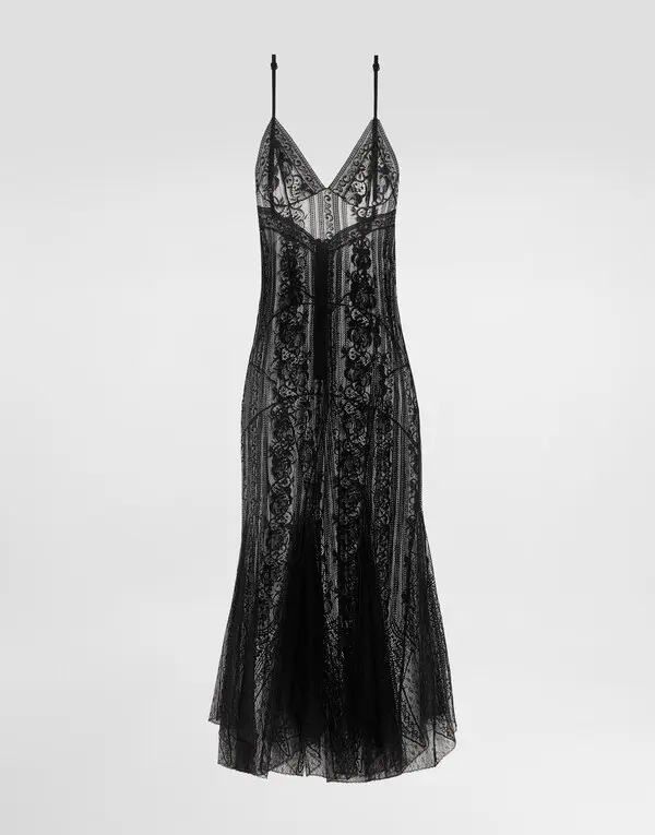 Dolce & Gabbana Chantilly Lace Slip Dress Collection - Black