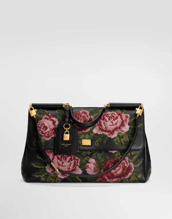 Dolce & Gabbana Maxi My Sicily Handbag In Fine Stitch Embroidery Collection
