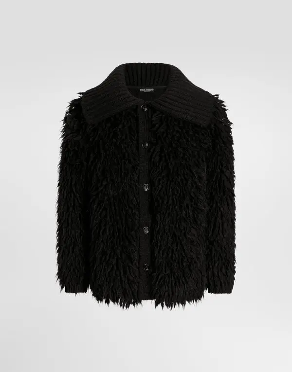 Dolce & Gabbana Fur-effect Knit Cardigan Sweaters And Cardigans