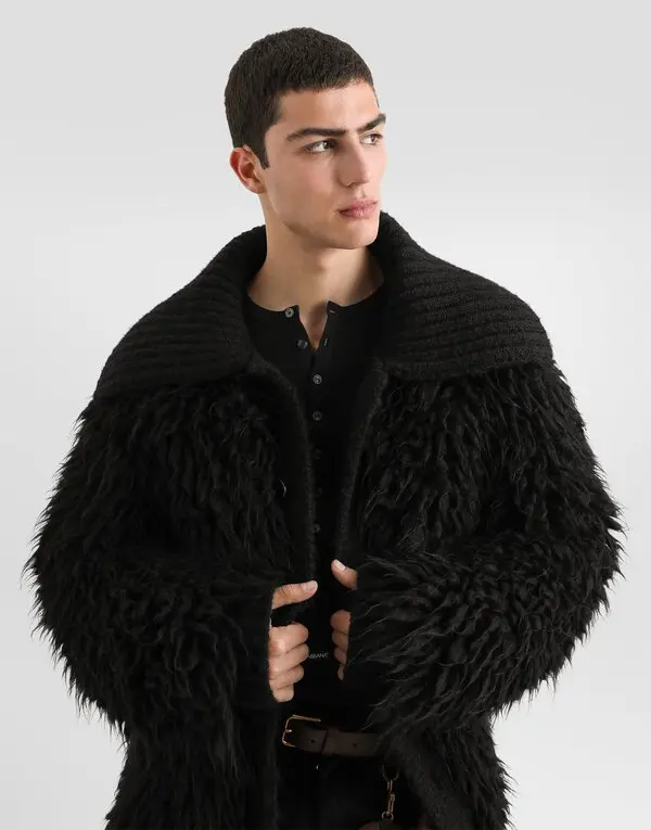 Dolce & Gabbana Fur-effect Knit Cardigan Sweaters And Cardigans