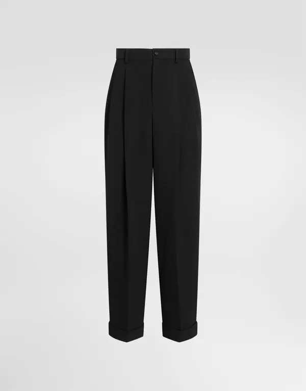 Dolce & Gabbana Wool Gabardine Trousers Pants And Shorts Wool - Black