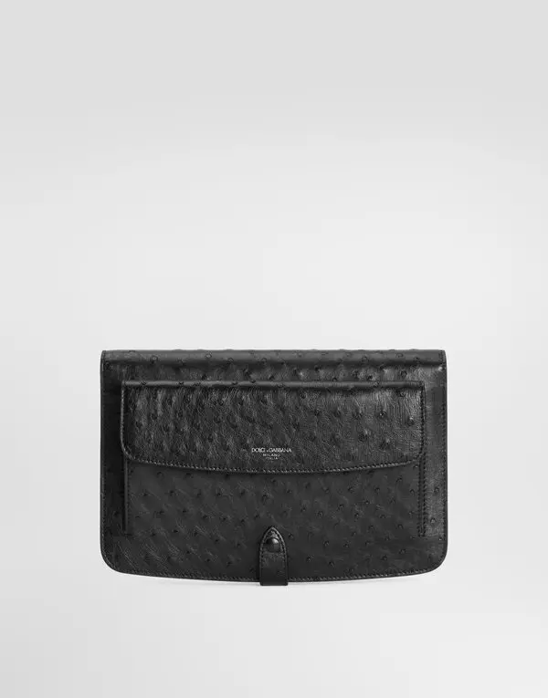 Dolce & Gabbana Ostrich Leather Clutch Briefcase And Clutches - Black