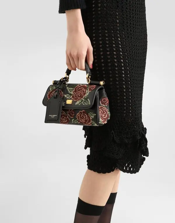 Dolce & Gabbana Mini My Sicily Handbag With Fine Stitch Embroidery Collection