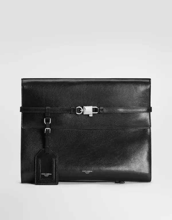 Dolce & Gabbana Lock Calfskin Clutch Bag Briefcase And Clutches - Black