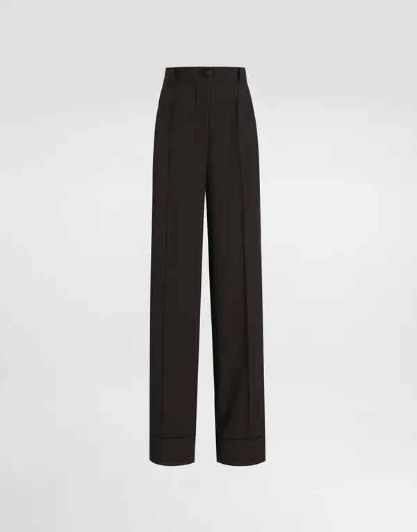 Dolce & Gabbana Flared Woolen Pants Pants And Shorts Wool - Black