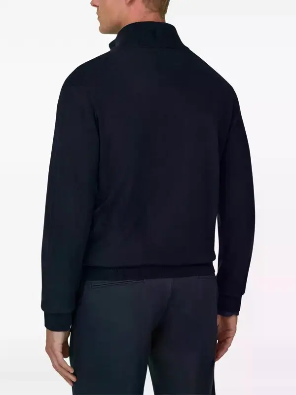 Boggi Milano Full-zip Jumper In Extrafine Merino-wool - Blue
