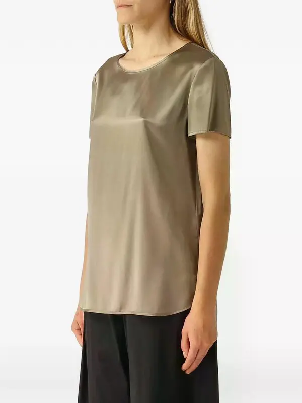 Max Mara Cortona Satin-finish Short-sleeve Top - Neutrals