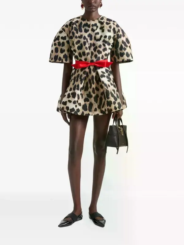 Givenchy Cocoon Mini Dress In Leopard Jacquard - Neutrals