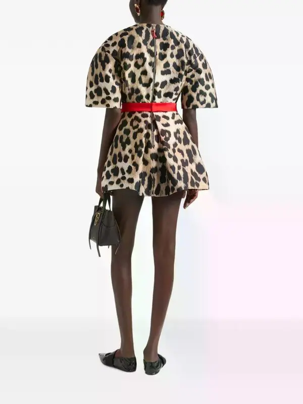 Givenchy Cocoon Mini Dress In Leopard Jacquard