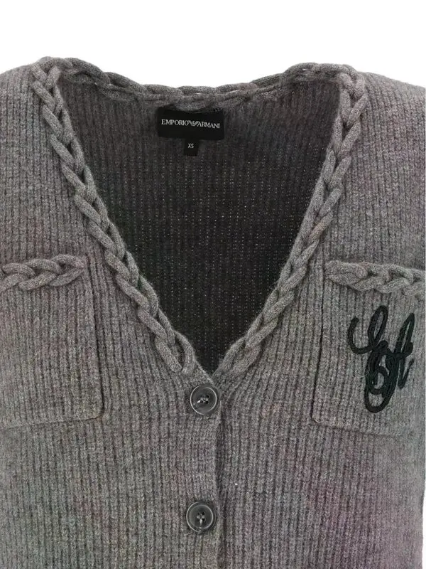 Emporio Armani Braided-trim Sleeveless Cardigan