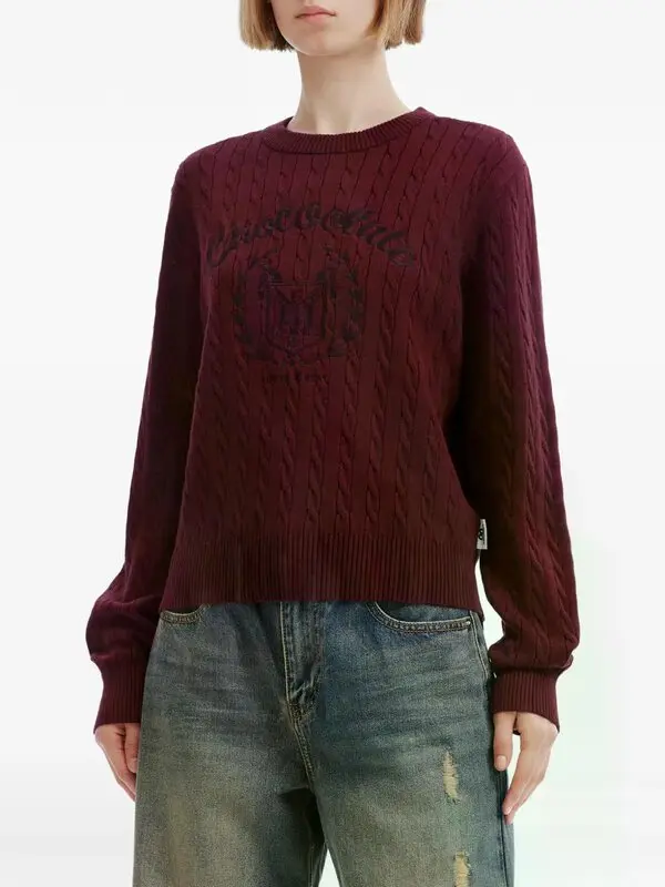 CHOCOOLATE Cable-knit Embroidered Sweater