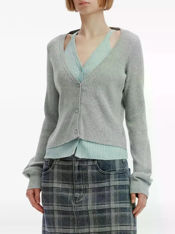 B+AB Ribbed-knit Layered Cardigan